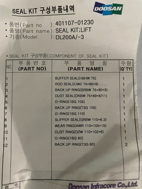 401107-01230-SEAL KIT, LIFT CYLINDER | Novi Group