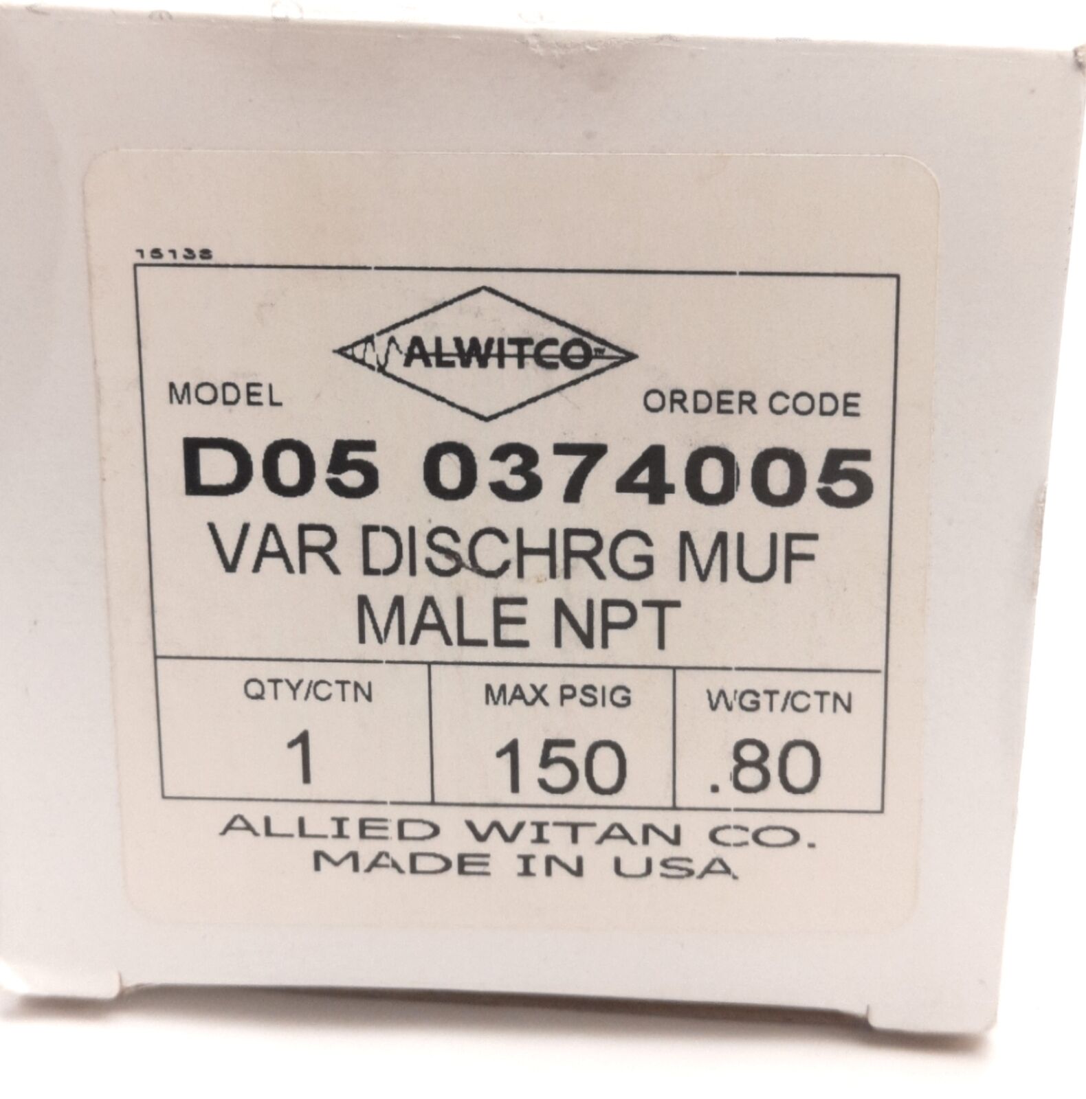 ALWITCO 0374005: Pneumatic Damper Muffler 1/2" NPT Male | Novi Group